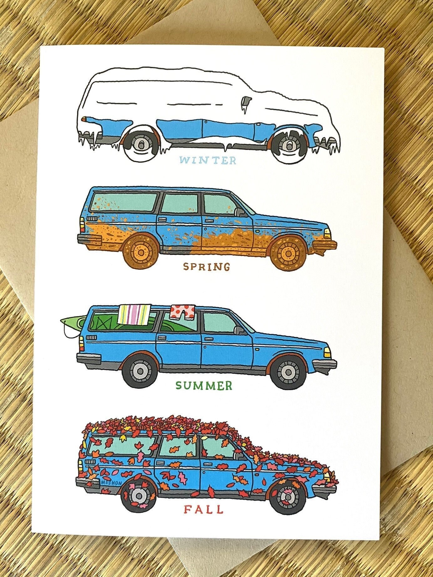 VOLVO SEASONS Blank Greeting Card by Aaron Meshon - Etsy