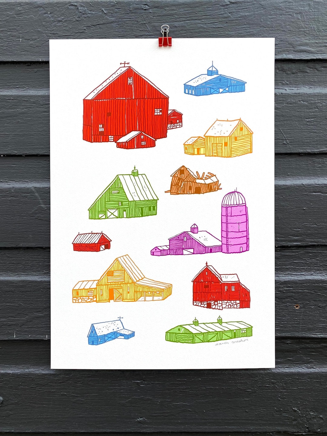 RAINBOW BARNS Archival + Hand Signed Print - Etsy