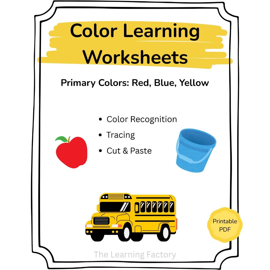 Toddler Color Learning Worksheets: Preschool Activity Pack (PDF) - Etsy