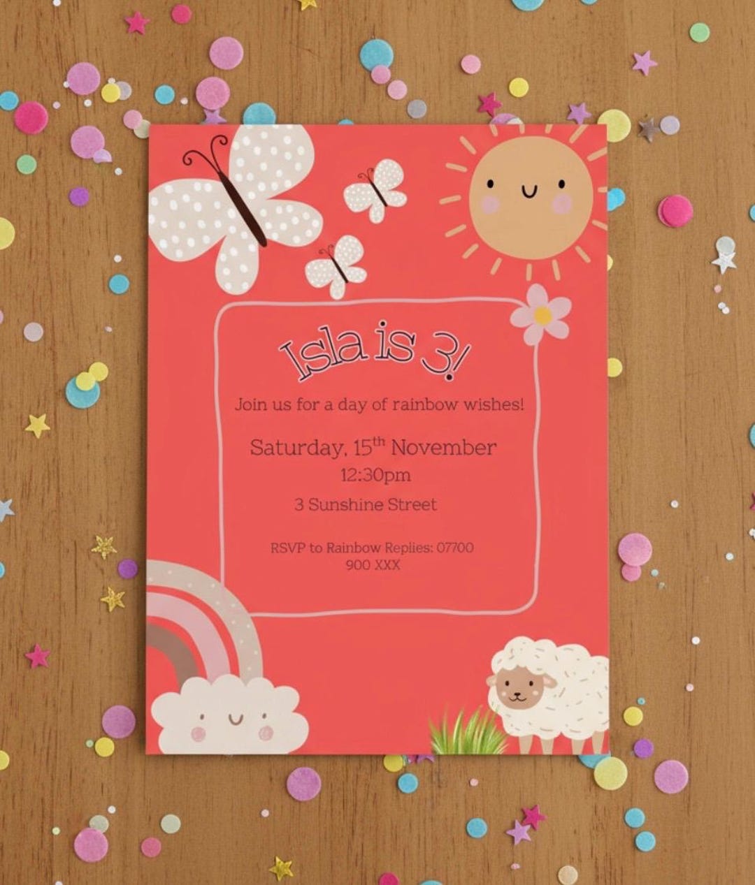 Boho Rainbow Themed Party Invite - Etsy