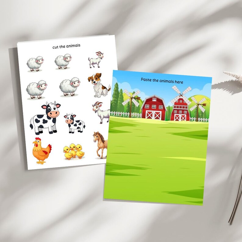 Farm Cut and Paste Activity | Fine Motor Skills Worksheet | Kids ...
