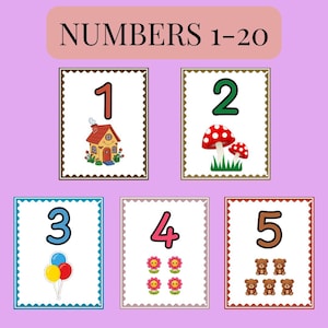 1–20 Counting Cards With Pictures – Preschool Number Learning (digital ...