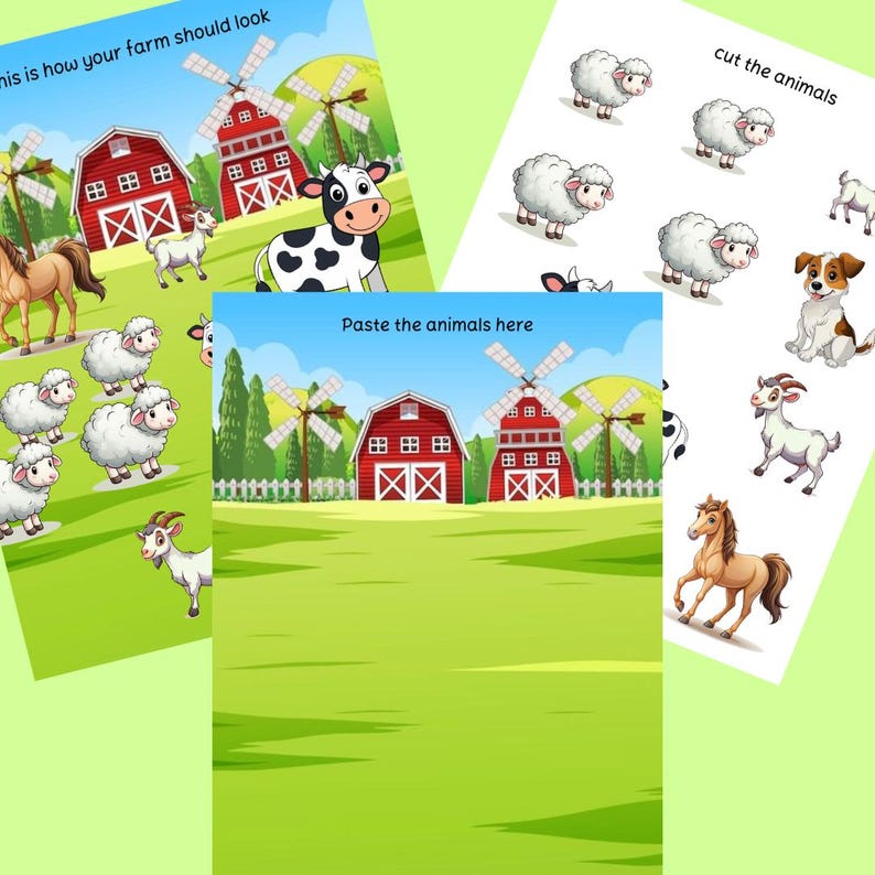 Farm Cut and Paste Activity | Fine Motor Skills Worksheet | Kids ...