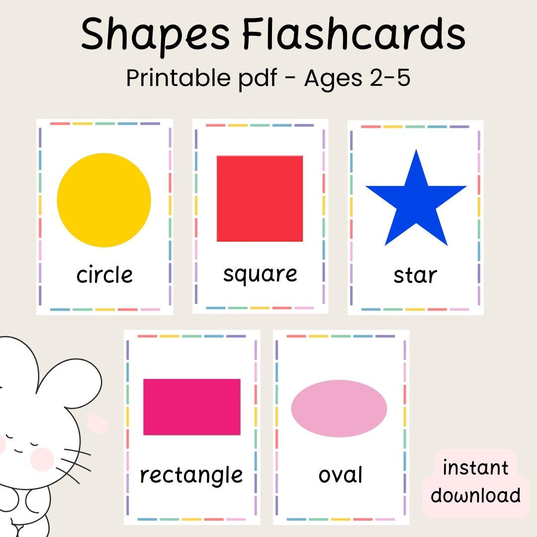 Shapes Flashcards Printable | Toddler Learning Activity | Preschool PDF ...