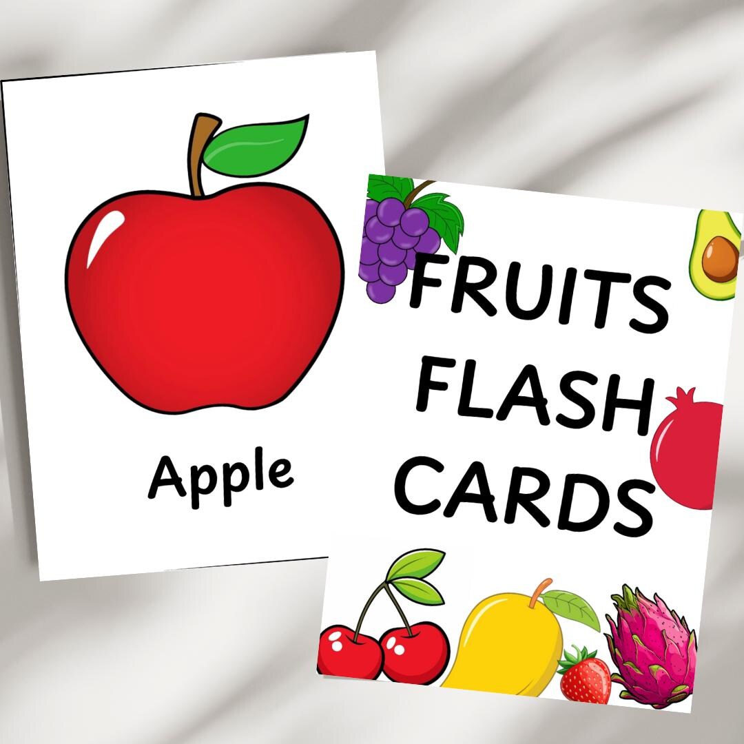 Fruits Flash Cards for Kids | Preschool Learning Cards | (digital ...