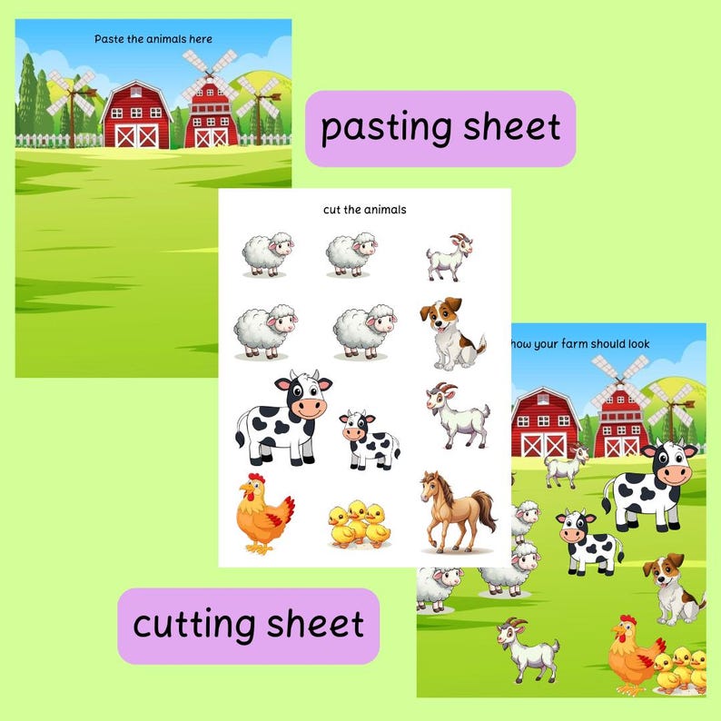 Farm Cut and Paste Activity | Fine Motor Skills Worksheet | Kids ...