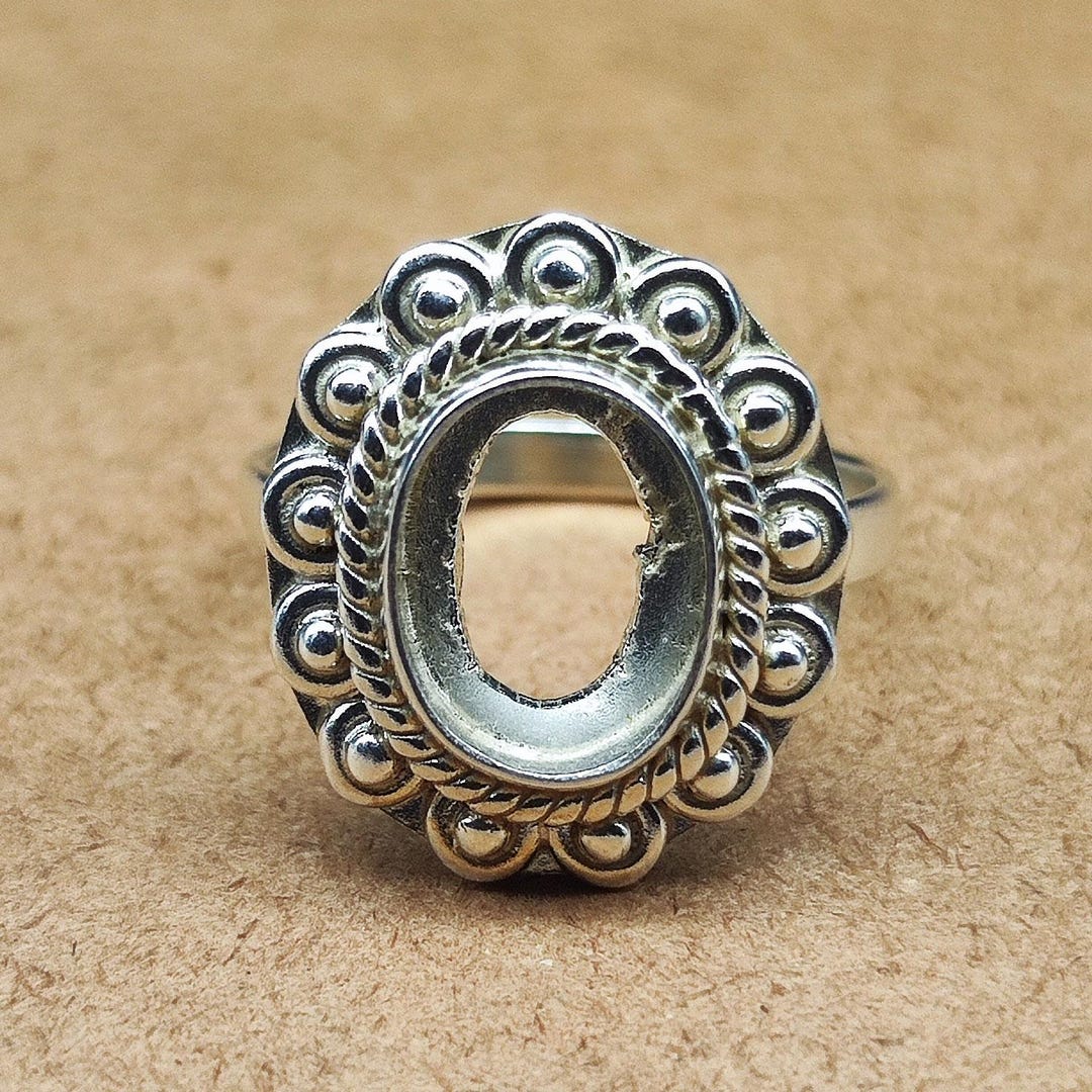 925 Sterling Silver Oval Collet Ring: DIY Bezel Setting - Etsy