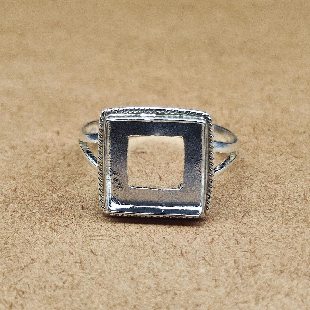 925 Sterling Silver Square Collet Ring: DIY Bezel Setting - Etsy