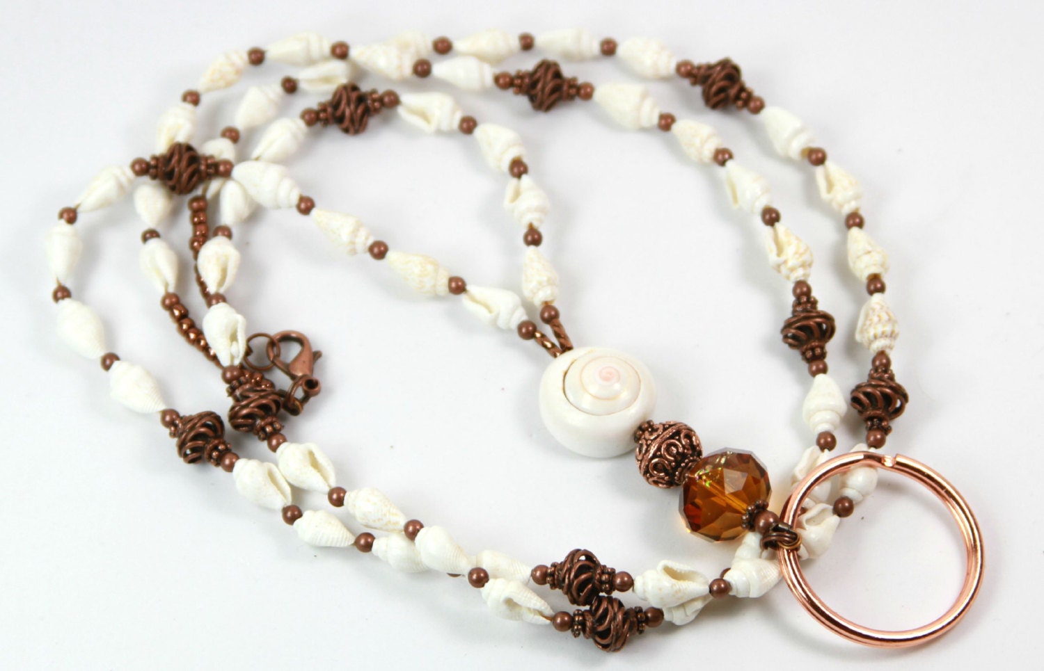 SHELL Beaded Badge Holder Beaded Lanyard Shell Lanyard - Etsy