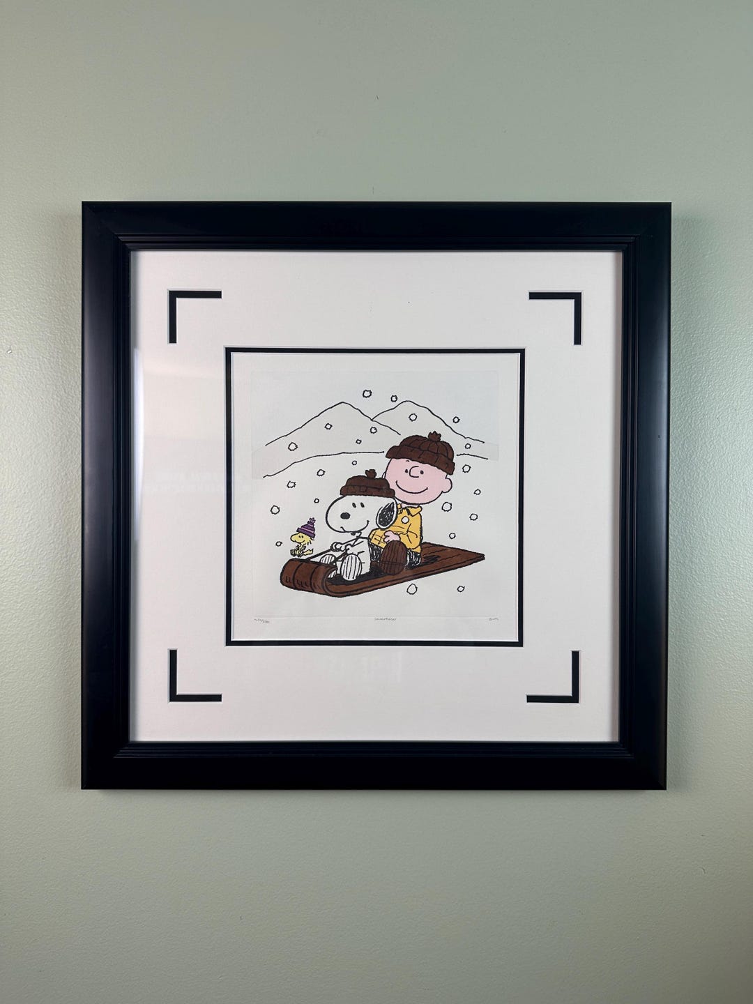 Peanuts Snoopy & Charlie Brown Sledding Print (vintage)– Limited ...