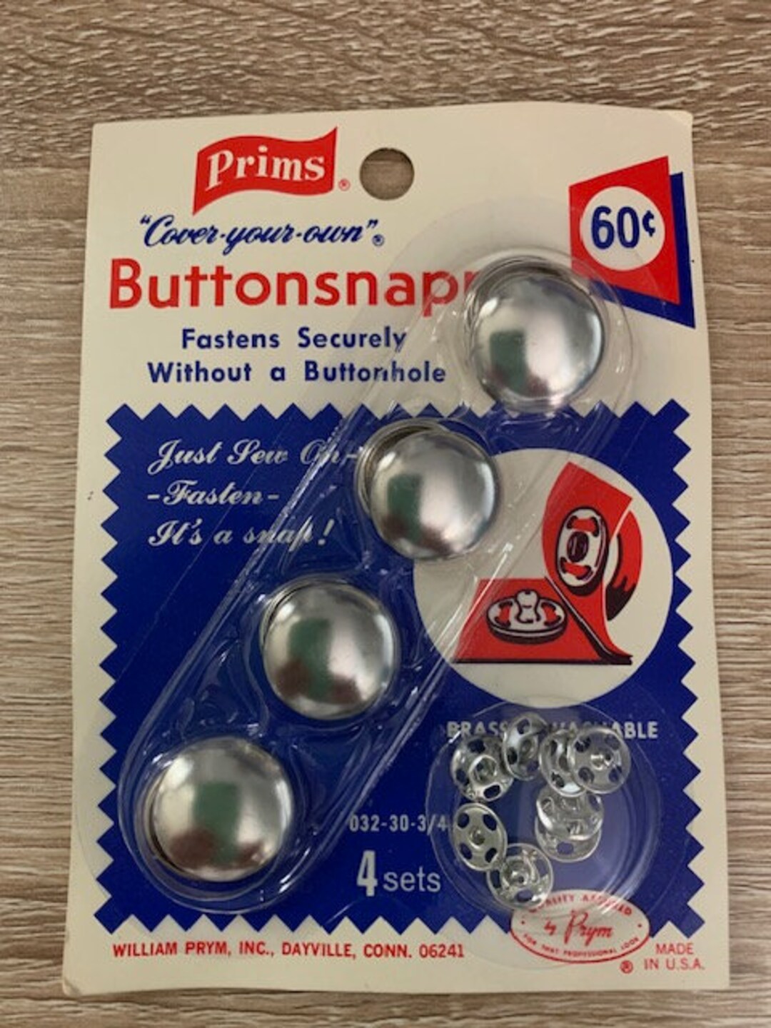 Prims Buttonsnapp, Button Hole Cover, Vintage Sewing Supplies, 3/4 Inch ...