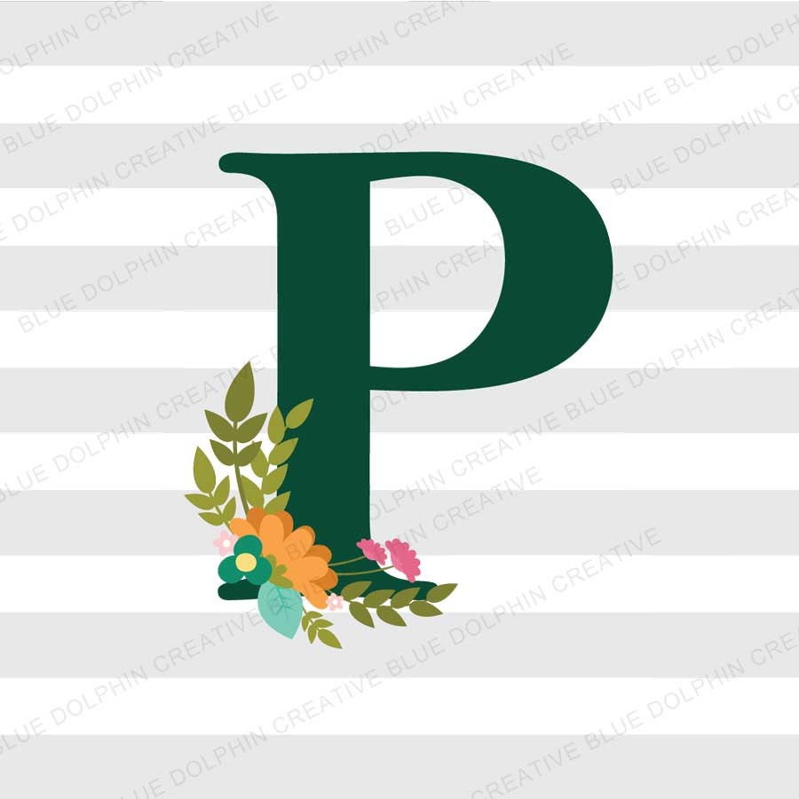 Letter P with flowers SVG DXF jpg ai png pdf Cricut cut | Etsy