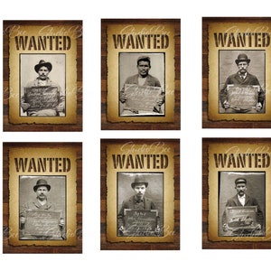 Wanted Poster ATC Cards, Crime Theme Ephemera, Printable ATC, Digital ...