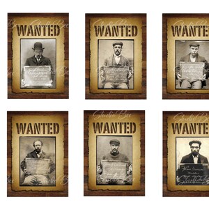 Wanted Poster ATC Cards, Crime Theme Ephemera, Printable ATC, Digital ...