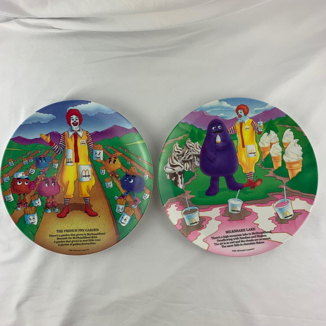 Mcdonald's Collectible Plates Milkshake Lake French Fry 1989 Garden Lot ...