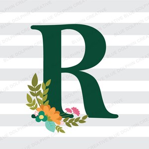 Alphabet Letter R with Flowers SVG DXF png pdf jpg ai | Etsy