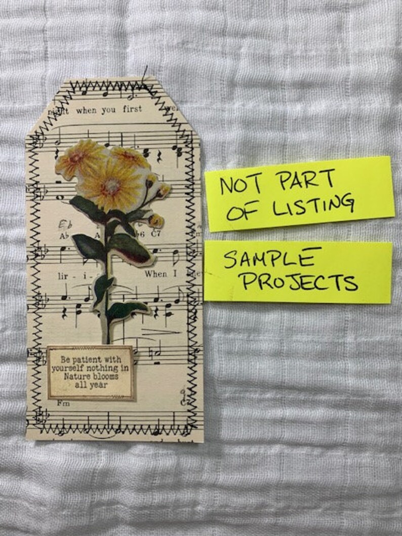 Vintage Book Page Tags With Zig Zag Stitched Edges for Junk Journals ...