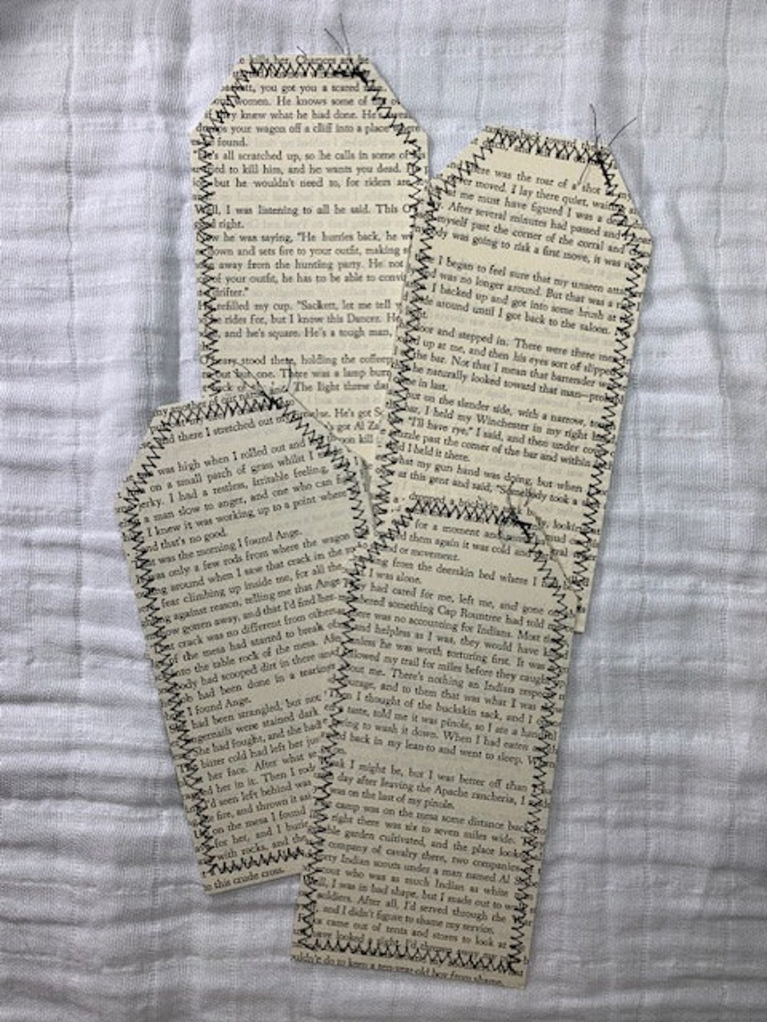 Vintage Book Page Tags With Zig Zag Stitched Edges for Junk Journals ...