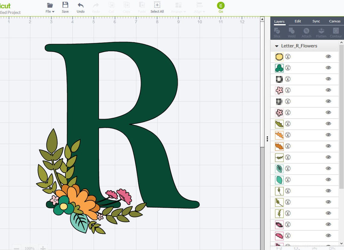 Alphabet Letter R with Flowers SVG DXF png pdf jpg ai | Etsy