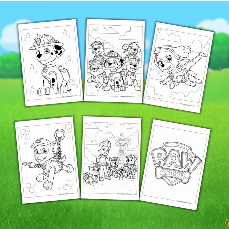 Rescue Dog Paw-ty-patrol Coloring Book, Printable Kids Coloring Pages ...