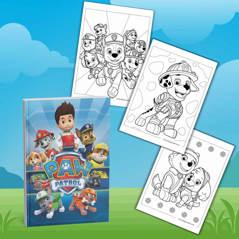 Rescue Dog Paw-ty-patrol Coloring Book, Printable Kids Coloring Pages ...