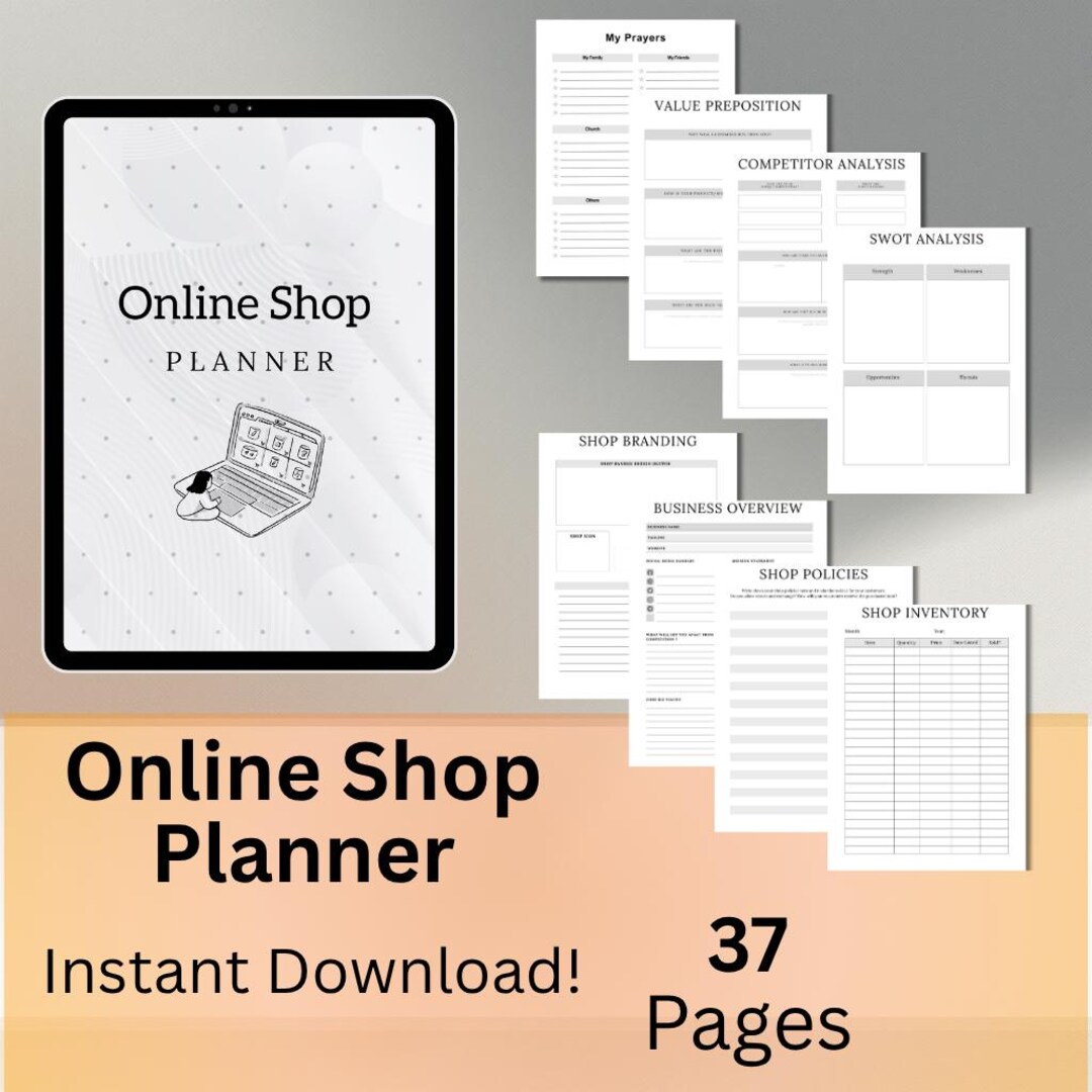 Online Shop Planner | Printable Business Organizer (digital Download ...