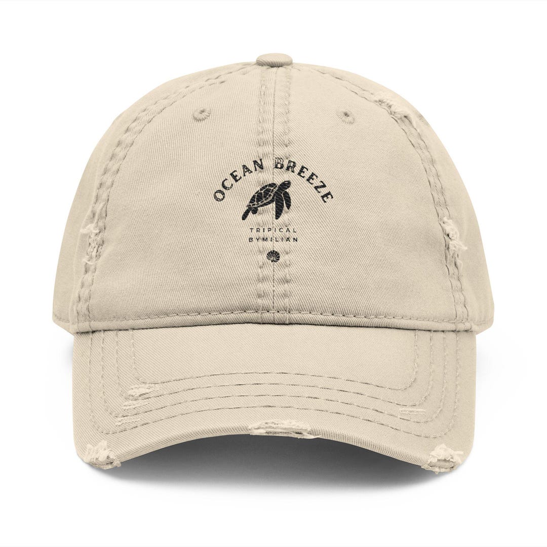 Distressed Dad Hat, Rustic Turtle Beachy Cap, Embroidered Baseball Hat ...