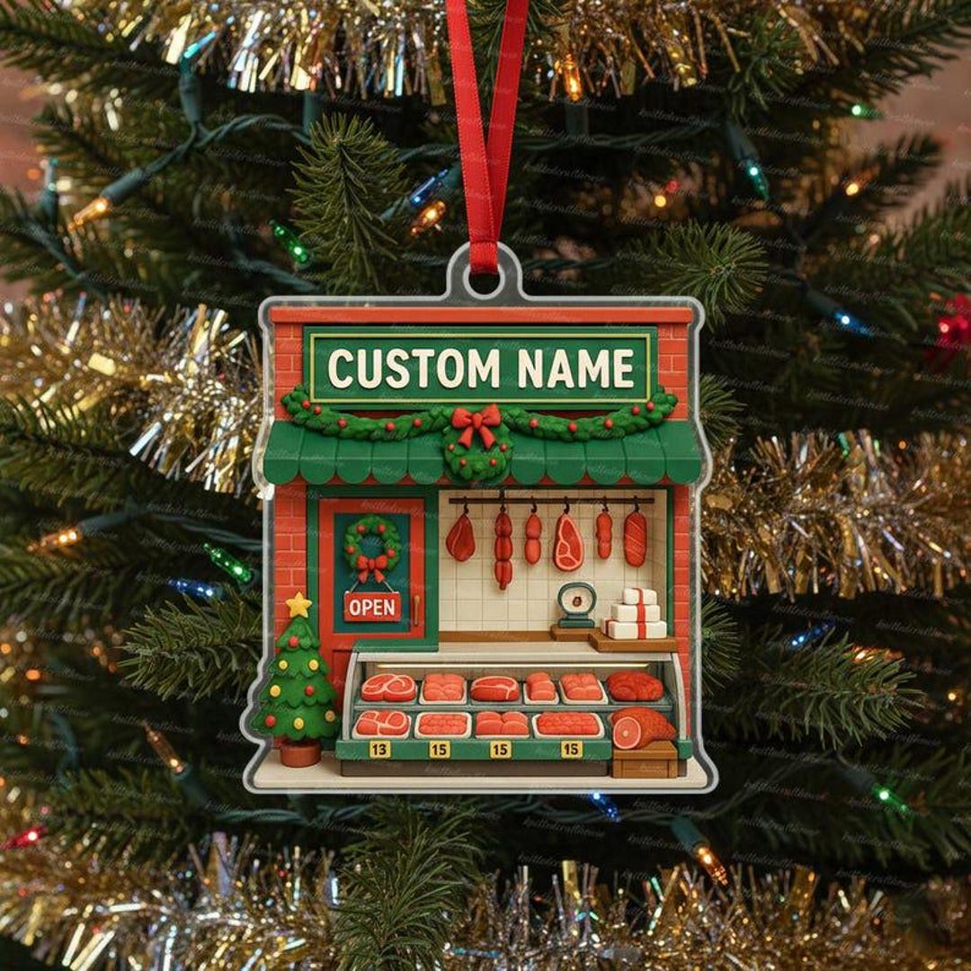 Personalized Butcher Shop 2D Flat Christmas Ornament, Custom Meat ...