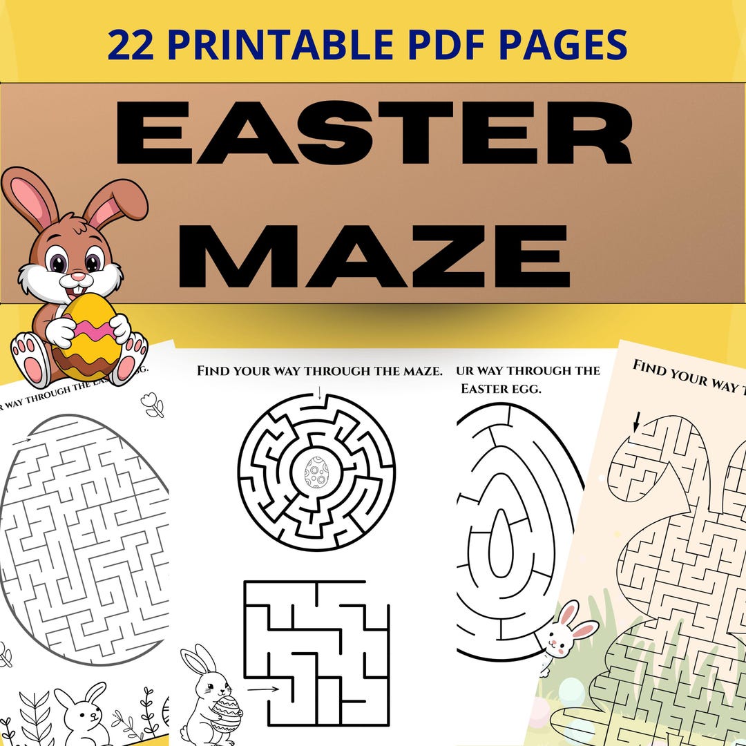 Kids Easter Maze – 20 Mazes + 2 Coloring Pages, Printable PDF - Etsy