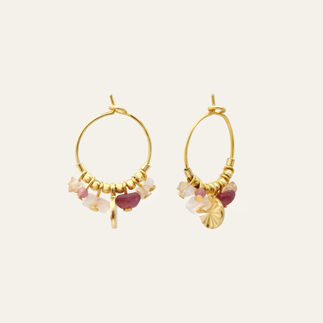 Mini MIA Bohemian Hoop Earrings in 24-karat Gold • Tourmaline ...