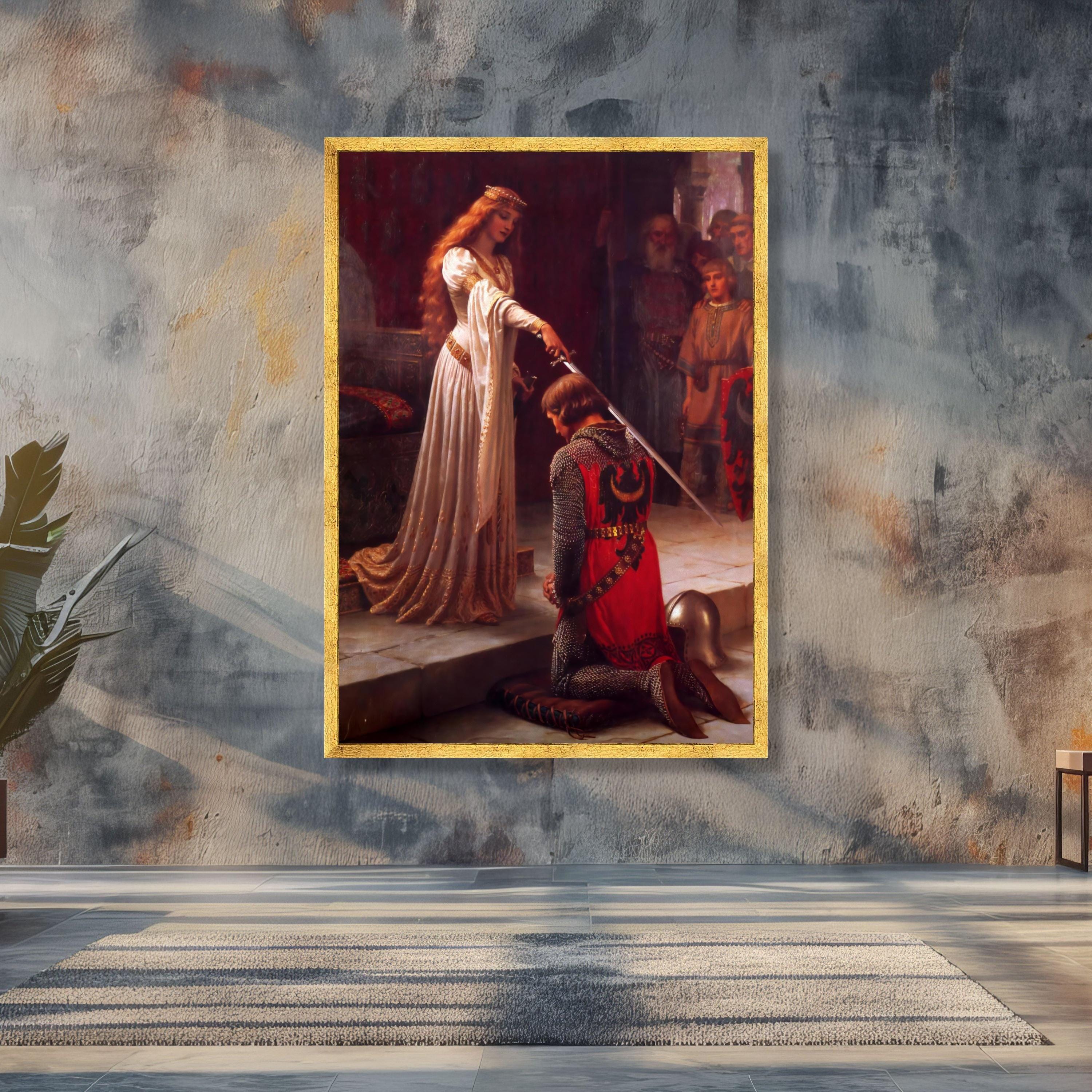 Medieval Knight Knighthood Ceremony Canvas, Historical Wall Art, Royal ...