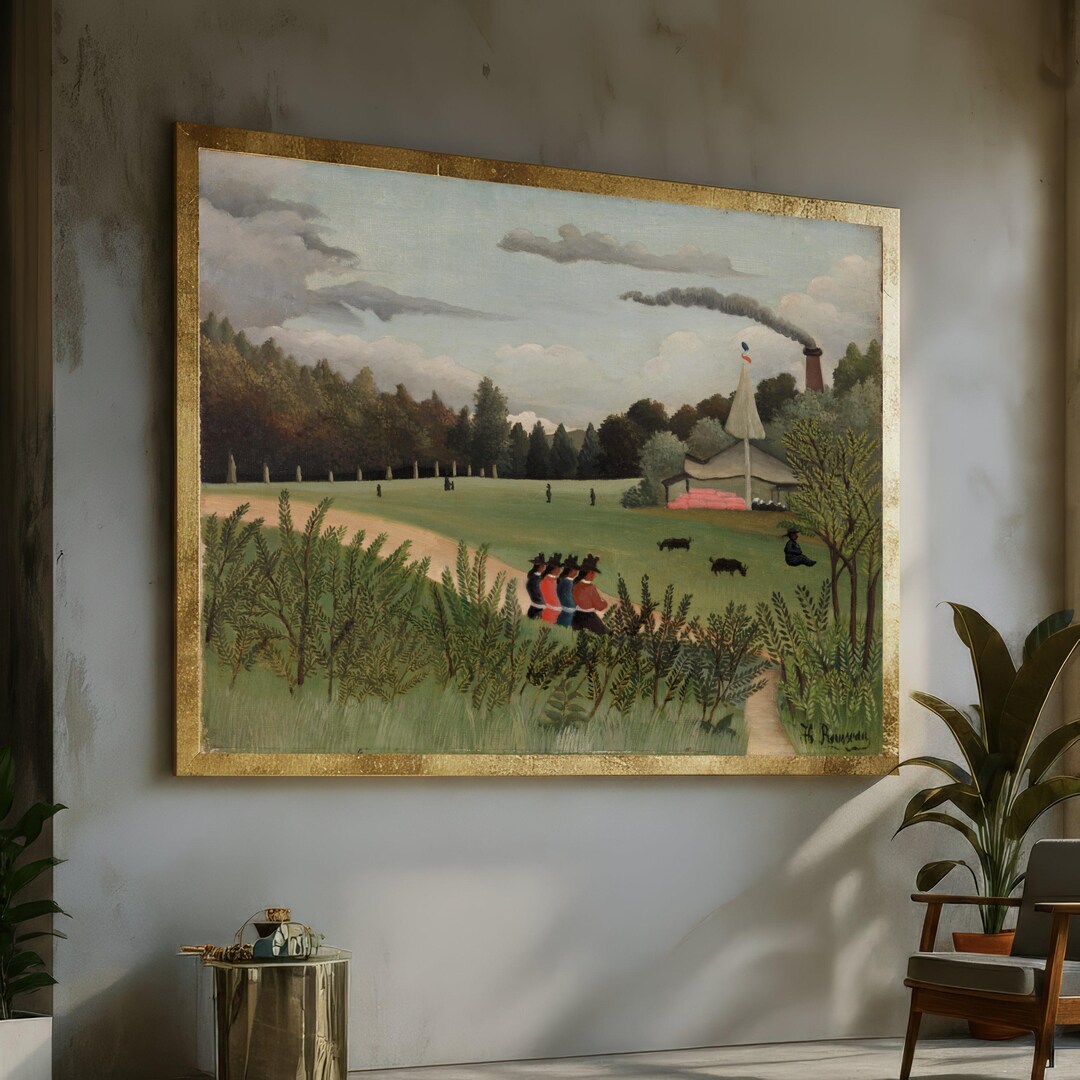 Vintage Countryside Scene Canvas, Rustic Farmhouse Landscape Wall Art ...