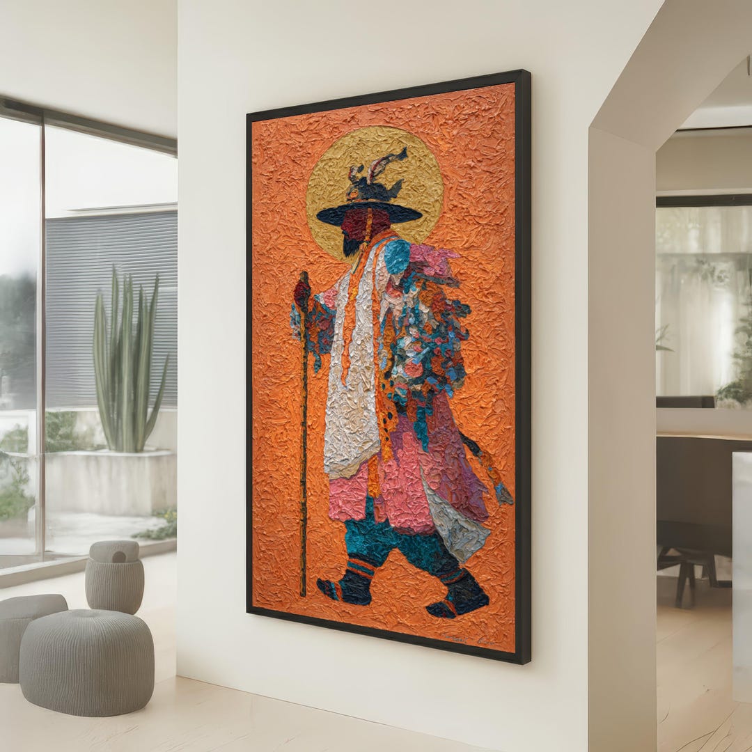 Colorful Shaman Walking Canvas, Modern Abstract Ethnic Art, Wall Decor ...