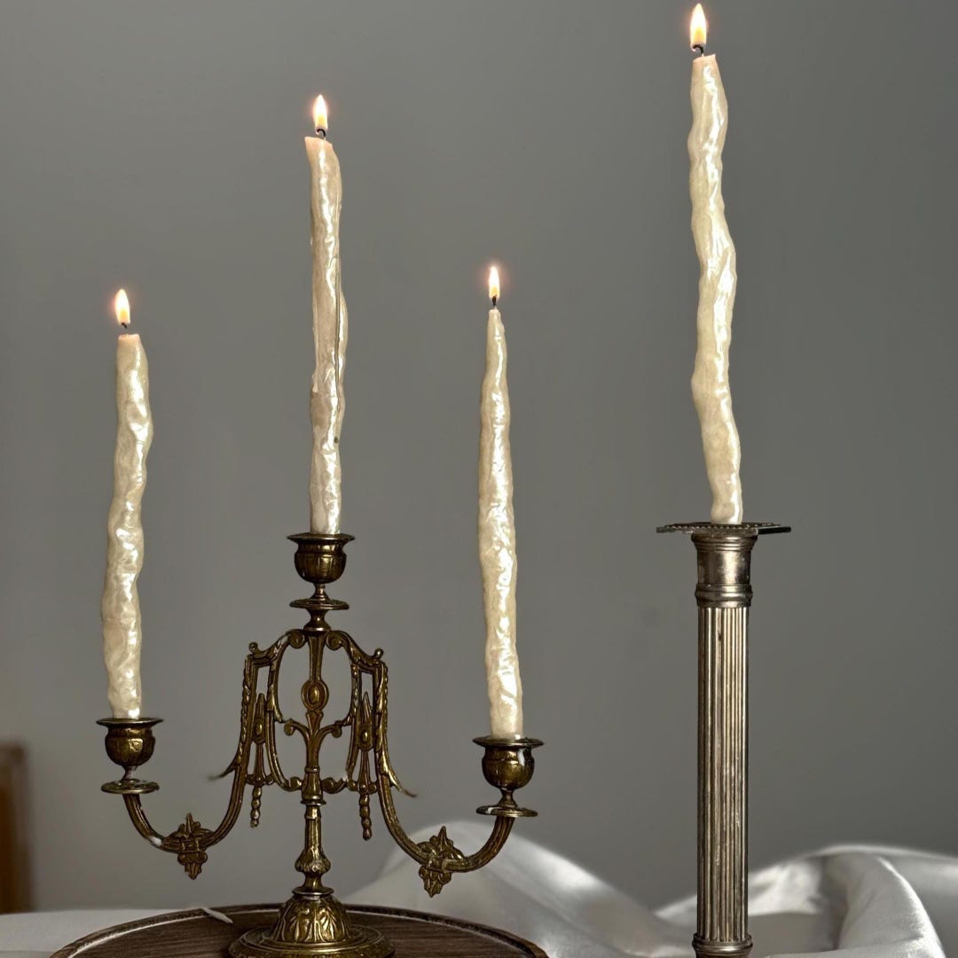 Taper Candles Beeswax / Candlesticks / Dinner Taper Candle / Set of 5 ...