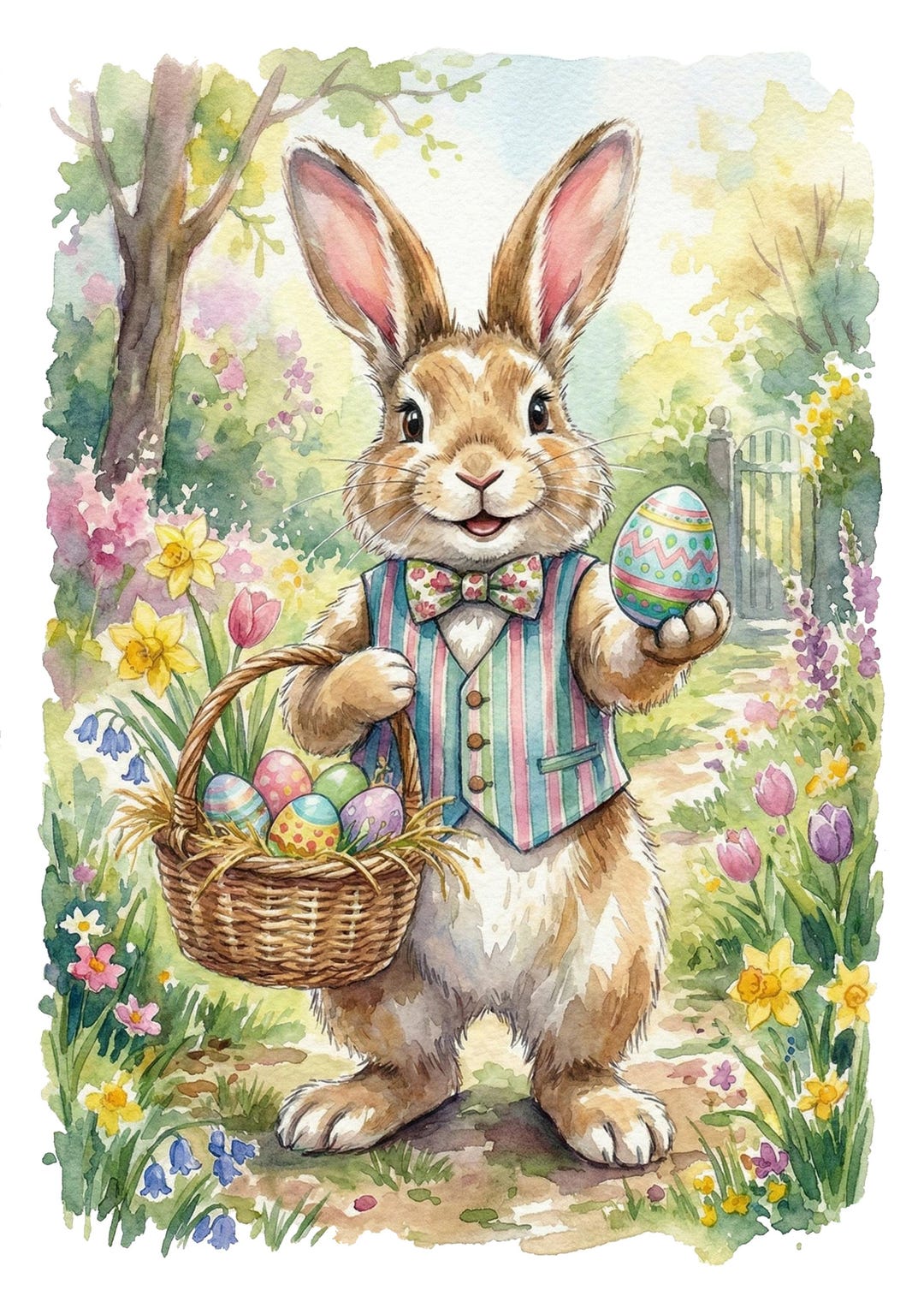 Spring Bunny Easter Printable Wall Art - Etsy