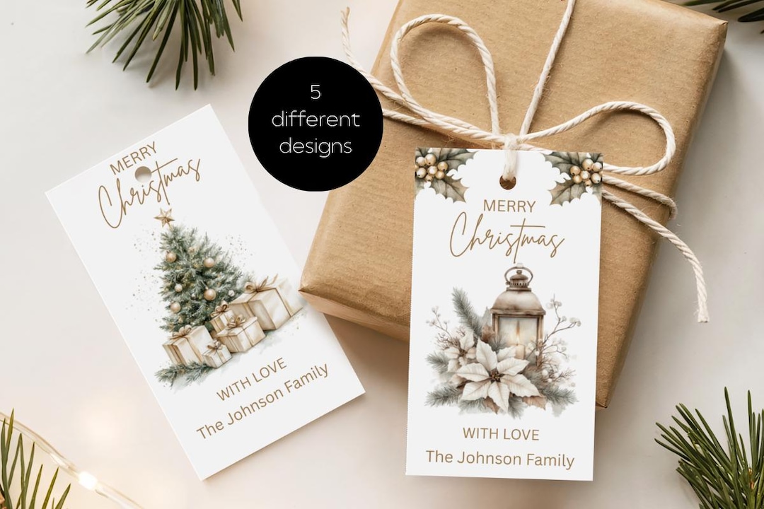 Rustic Boho Christmas Gift Tags, Editable Canva Template (PDF) - Etsy