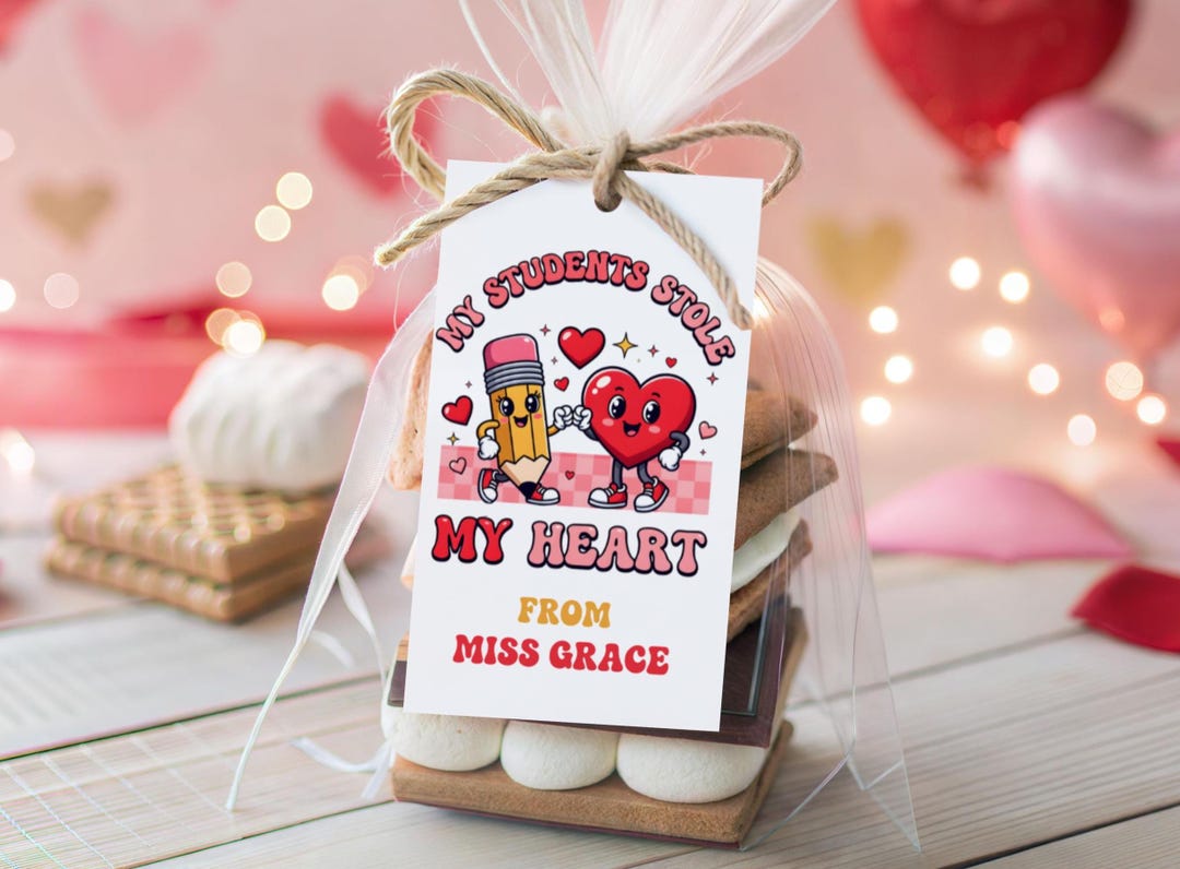 Editable Teacher Valentine Tags, Printable Labels (canva Template) - Etsy