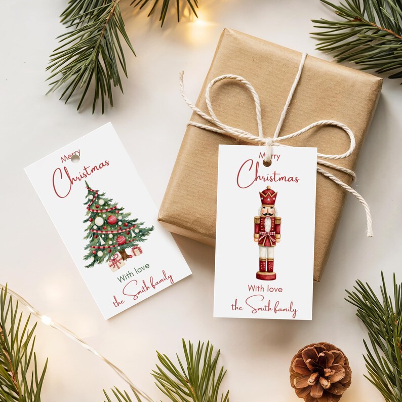 Editable Christmas Gift Tags, Printable Labels (canva Template) - Etsy
