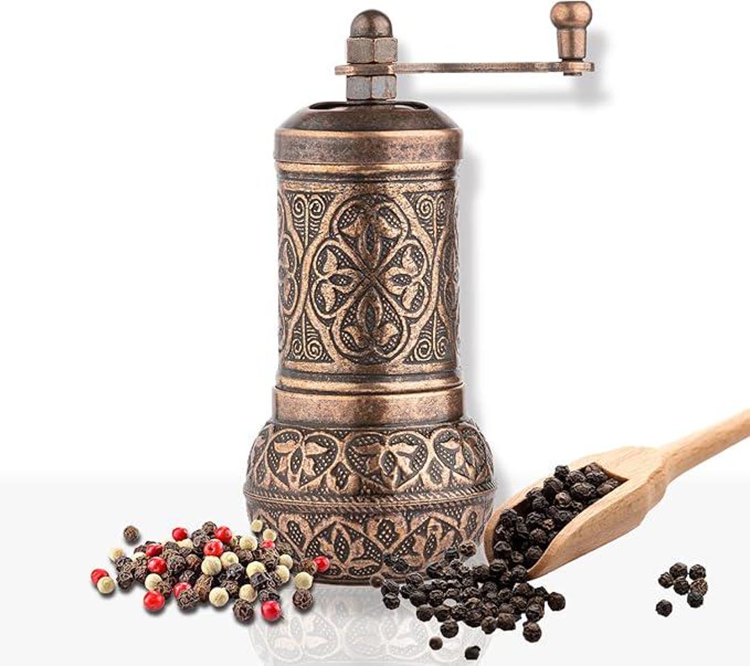 Handmade Turkish Pepper Grinder: Refillable Spice Mill With Hand Crank ...