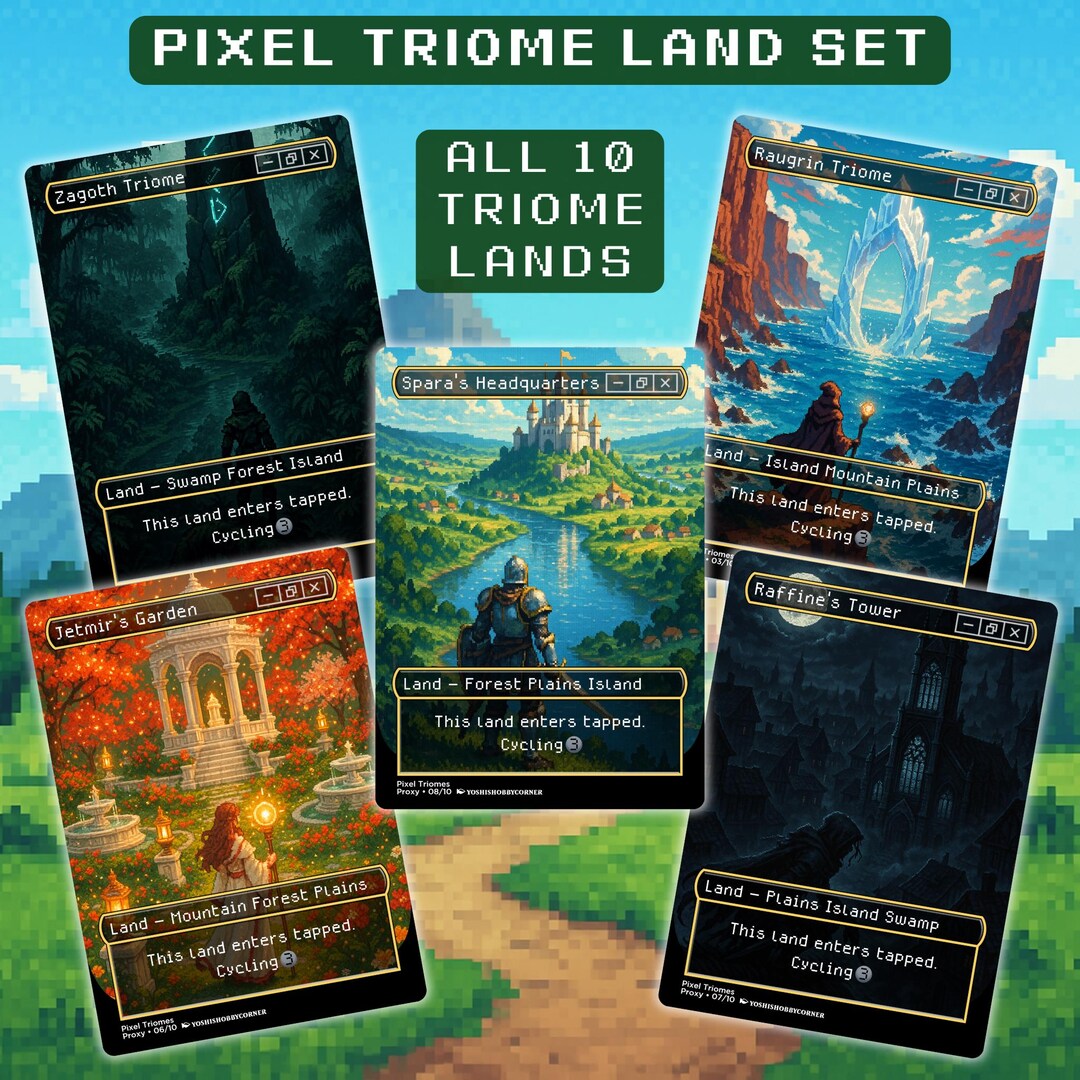 MTG Pixel Triome Land Set | 8-bit Pixel Style | Retro Fan Art Cards ...