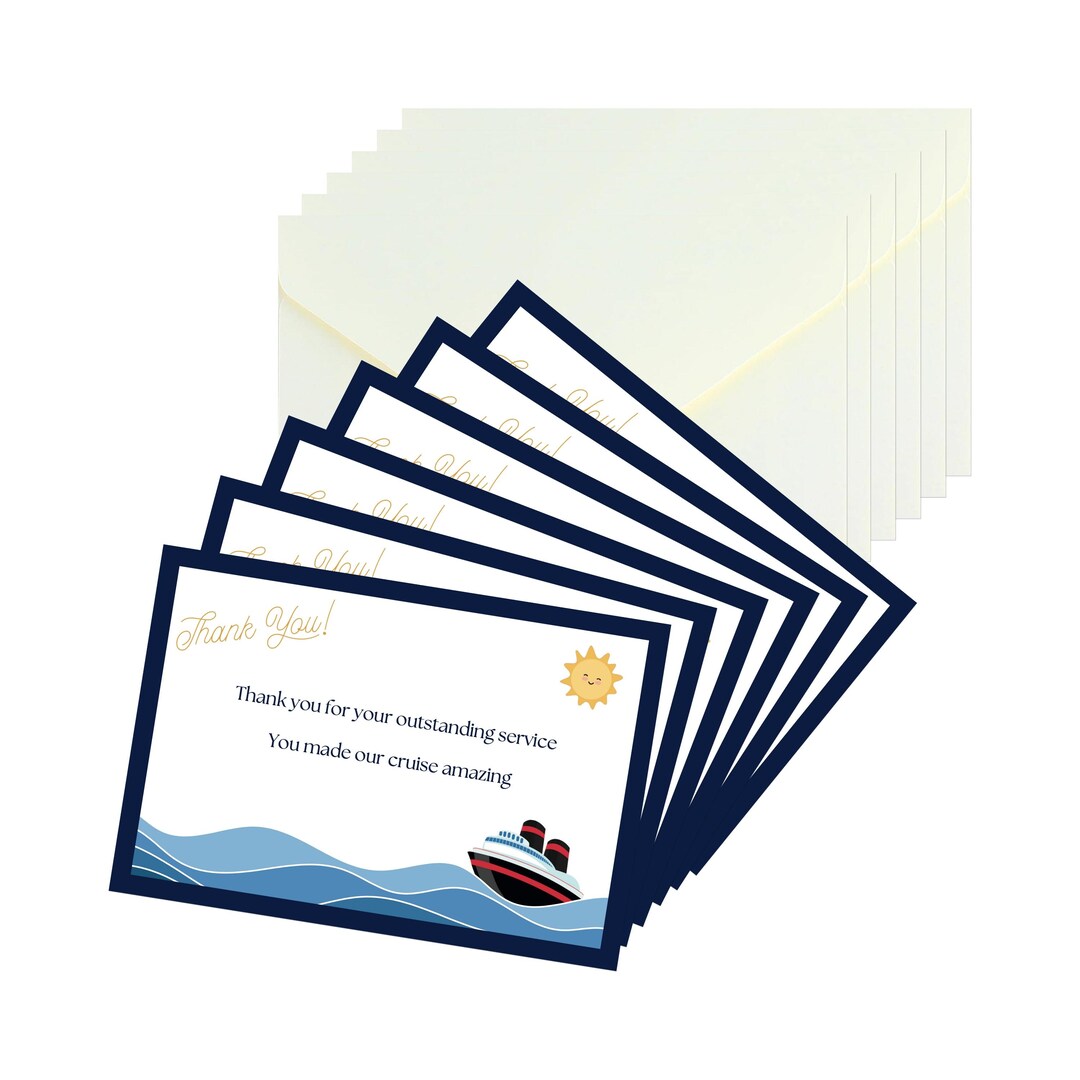 Cruise Staff Thank You Cards With Envelopes - Set of 6 - Cruise ...