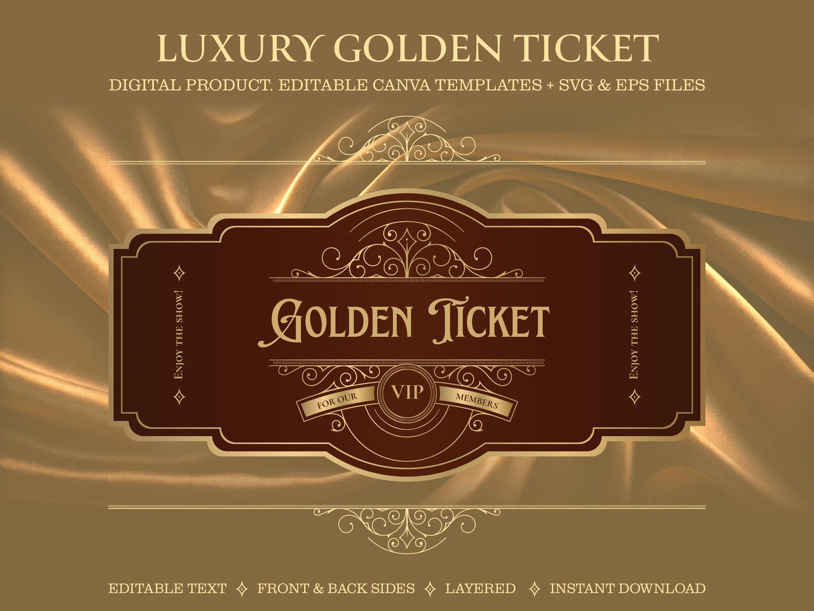 Golden Ticket Template Set – Editable Canva, for Gifts, Events ...