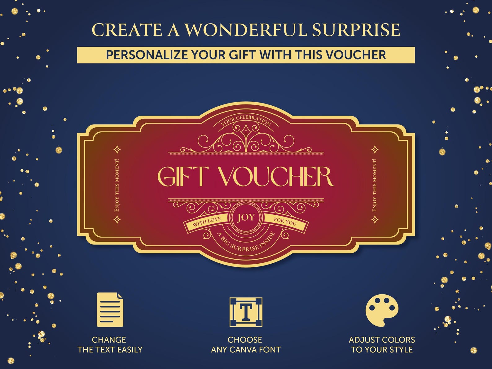 Gift Voucher Template. Editable Canva Design to Gift for Family ...