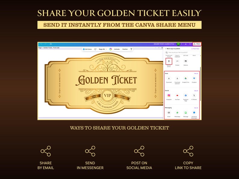 Golden Ticket Template. Editable Canva Design to Gift Your Family ...