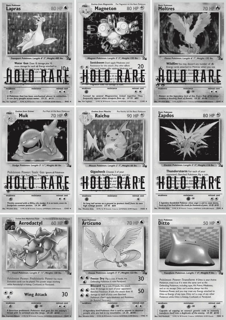 Pokémon TCG Fossil Unlimited Master Set Binder Placeholders + Checklist ...