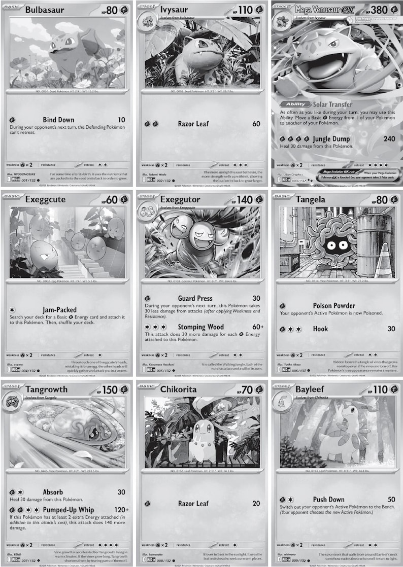 Pokémon TCG Mega Evolutions Master Set Binder Placeholders + Checklist ...