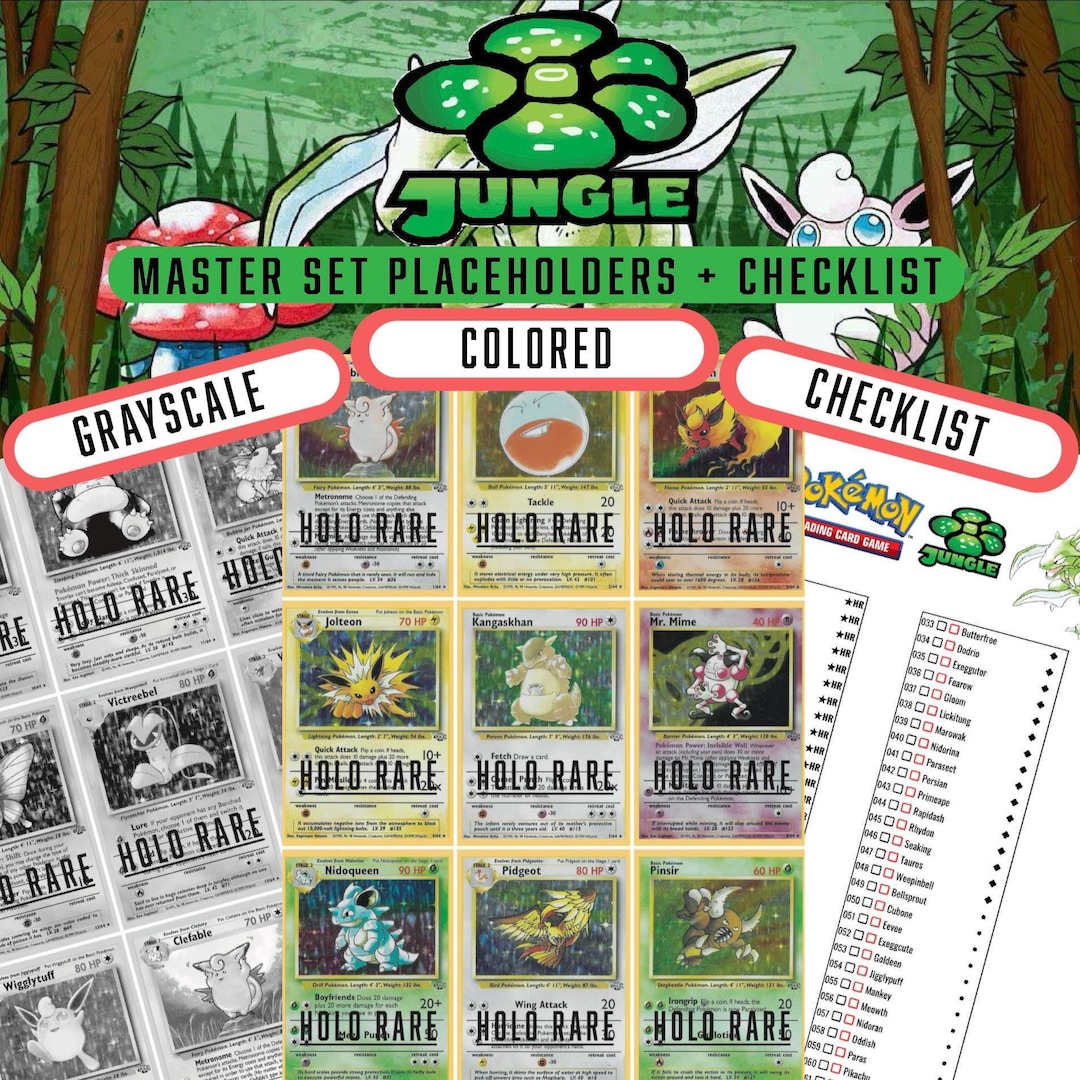 Pokémon TCG Jungle Unlimited Master Set Binder Placeholders + Checklist ...