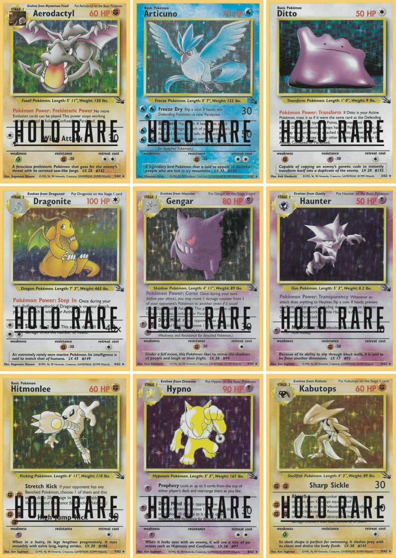 Pokémon TCG Fossil Unlimited Master Set Binder Placeholders + Checklist ...