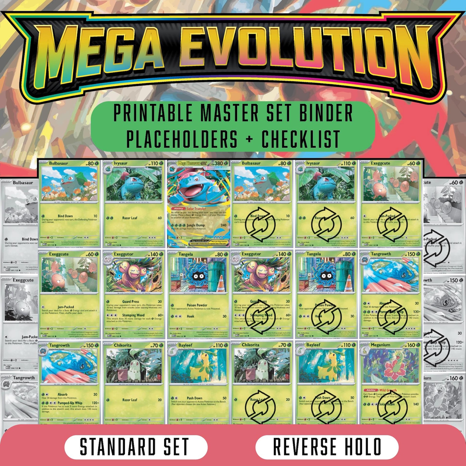 Pokémon TCG Mega Evolutions Master Set Binder Placeholders + Checklist ...