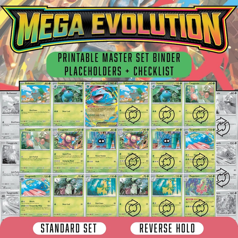 Pokémon Tcg Mega Evolutions Master Set Binder Placeholders Checklist